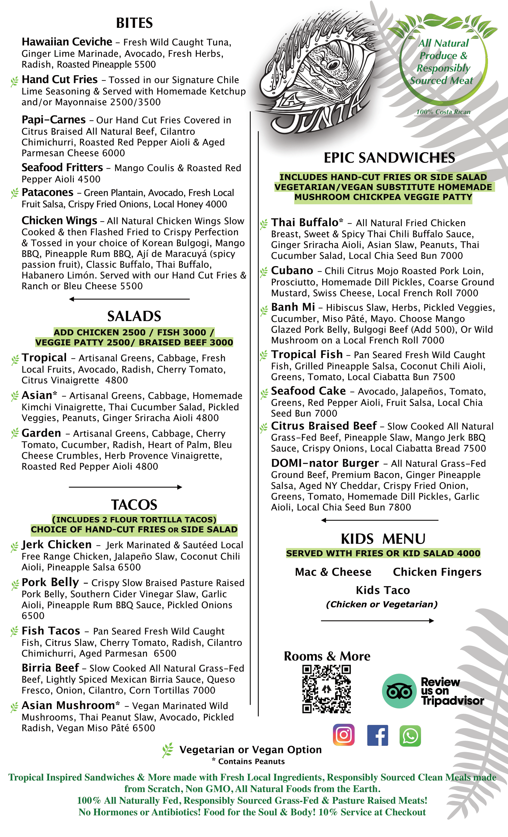 La Junta Dominical - Menu